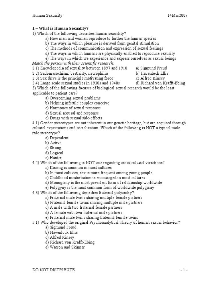 Quiz Human Sexuality | PDF | Female Genital Mutilation | Sexual Intercourse