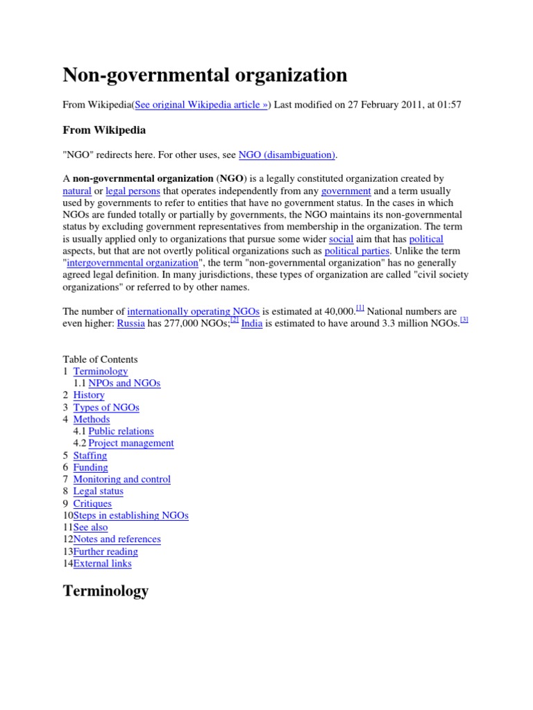 Non Government Organisation | PDF | Non Governmental Organization ...