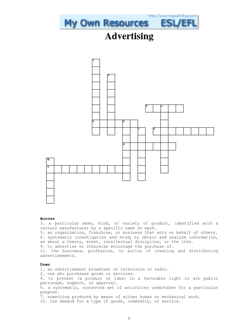 Advertising Terms Crossword | PDF