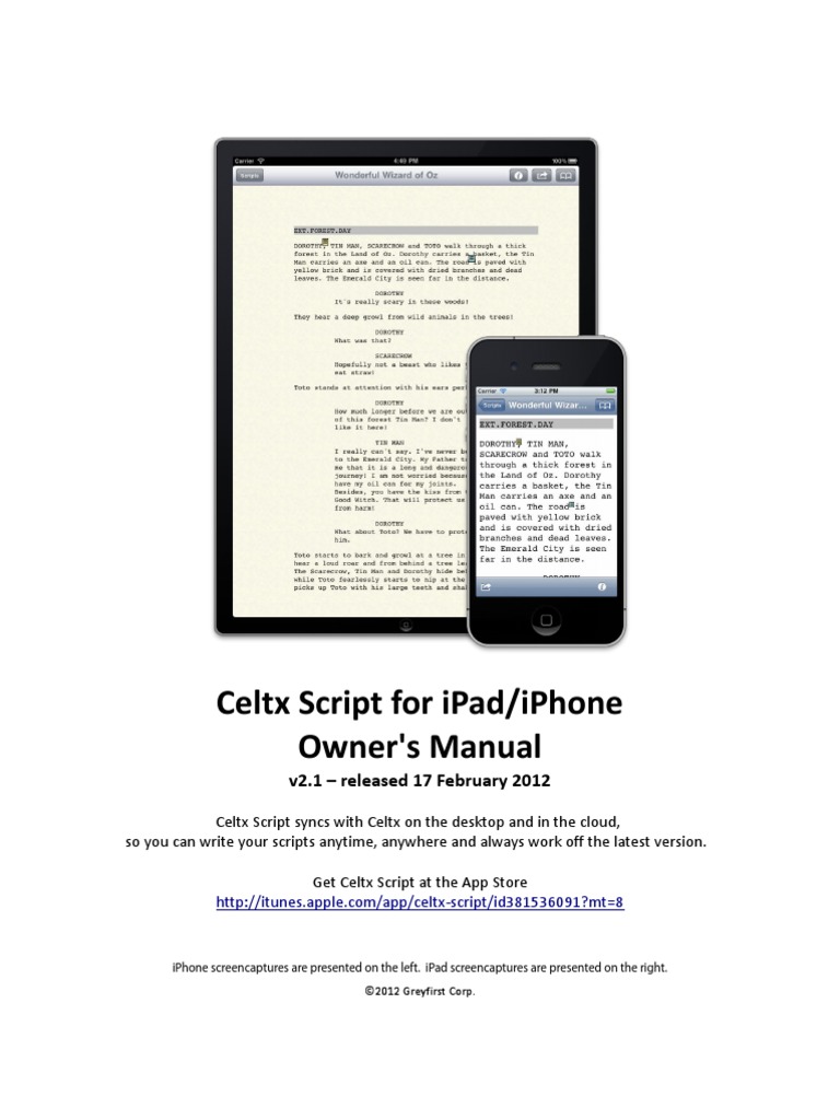 Celtx Script Owners Manual | PDF | I Phone | I Pad