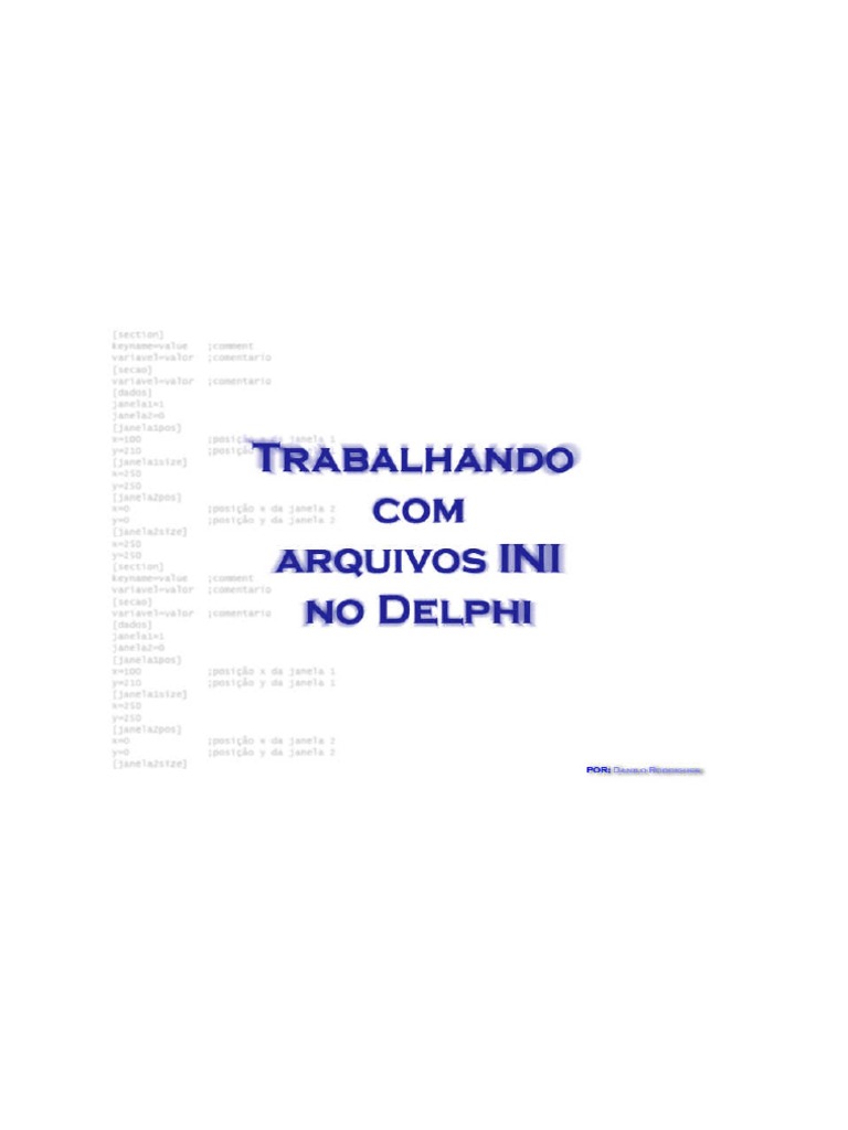 Trabalhando Com Arquivos INI No Delphi | PDF