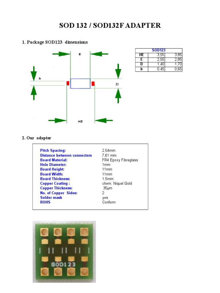 SOD123 / SOD123F Adapter Board | PDF | Technology & Engineering