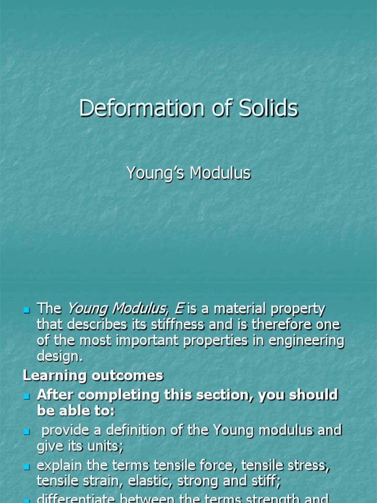 Deformation of Solids | PDF | Deformation (Engineering) | Young's Modulus