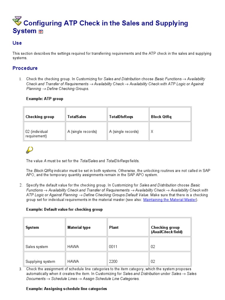 Configuring ATP Check in The Sales and Supplying System | PDF | Cheque ...