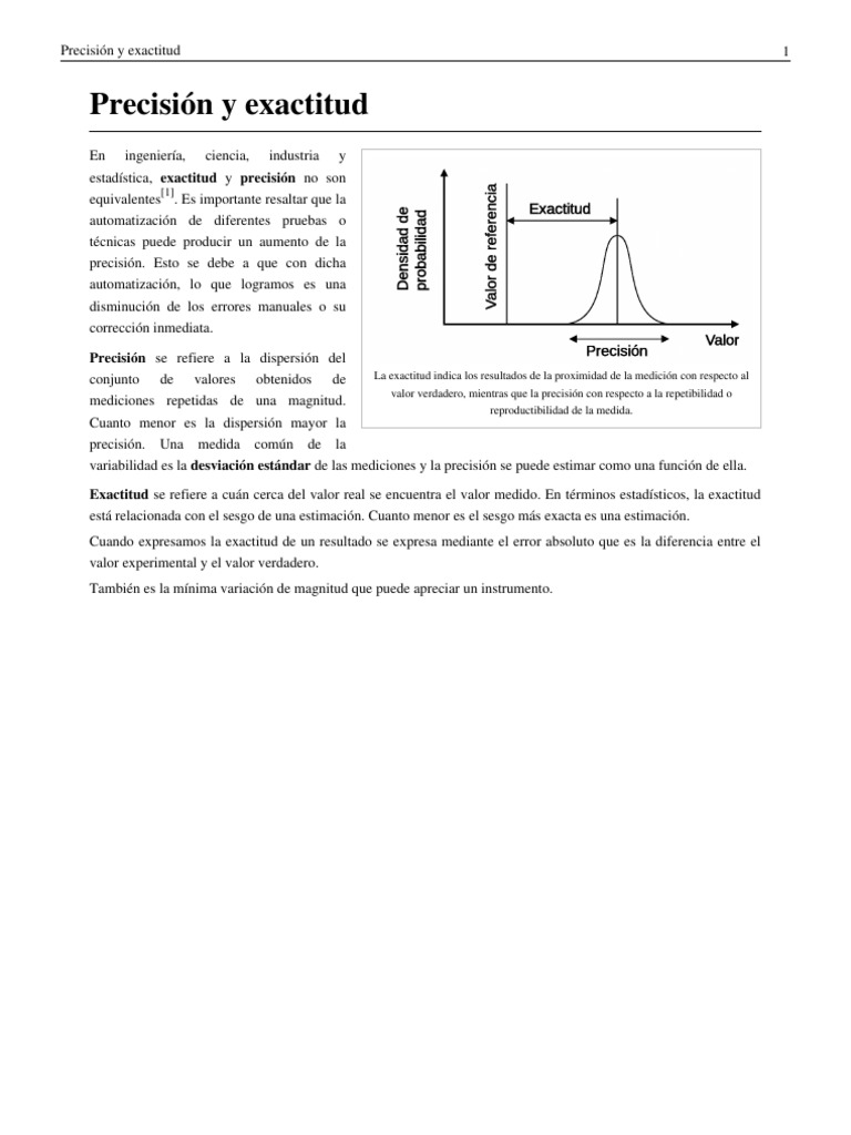 Diferencias entre precisión y exactitud | PDF | Exactitud y precisión ...
