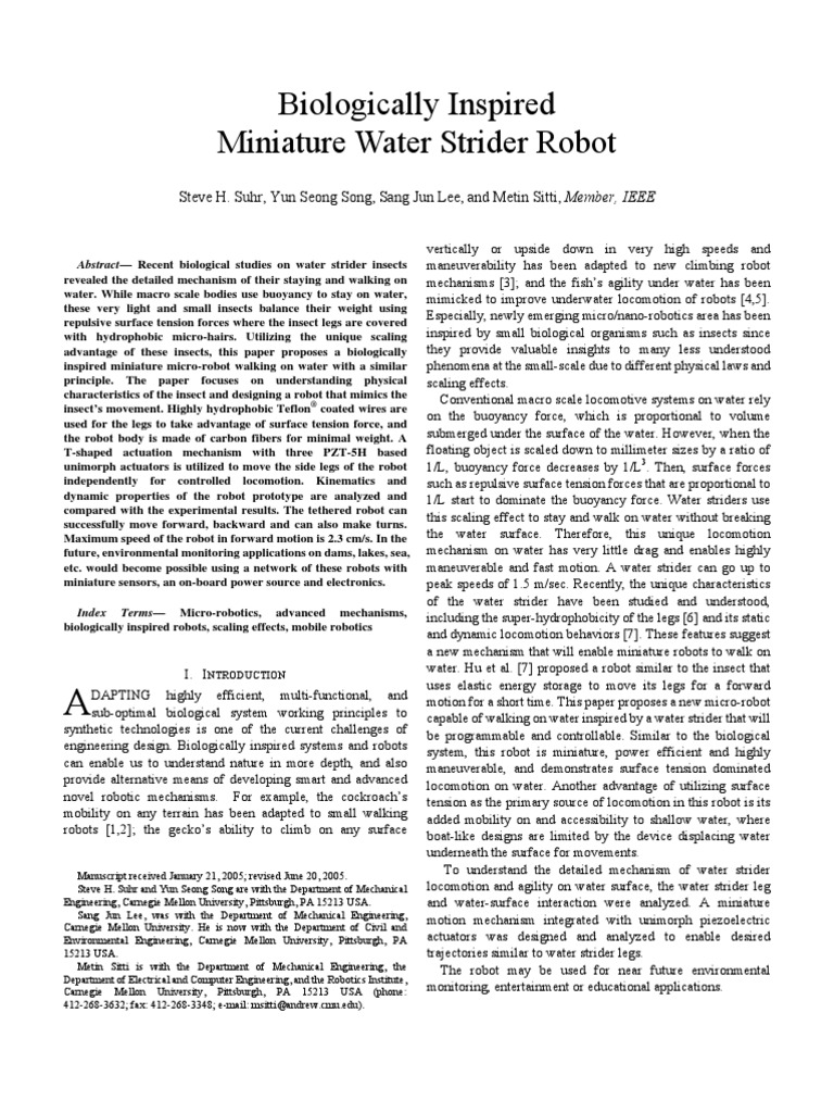 Biologically Inspired MiniatureSuhr | PDF | Actuator | Animal Locomotion