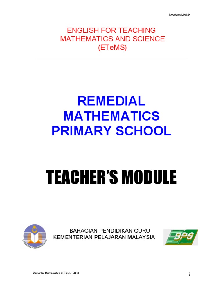 Pemulihan Teacher's Module | PDF | Division (Mathematics) | Multiplication