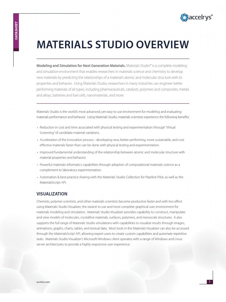 Materials Studio Overview | PDF