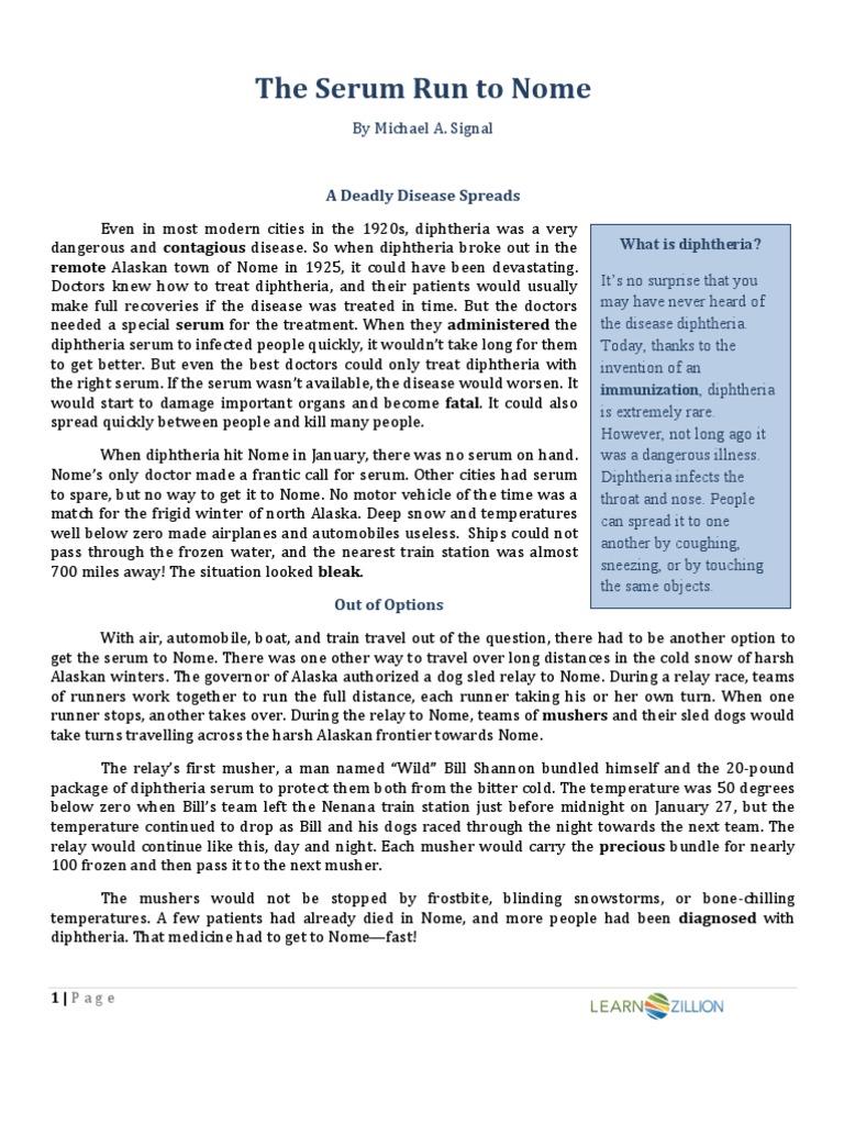 The Serum Run To Nome | PDF | Dog Sledding | Dog Sports