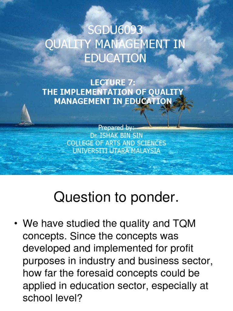 The Implementation of Quality Management in Education | PDF | Quality ...