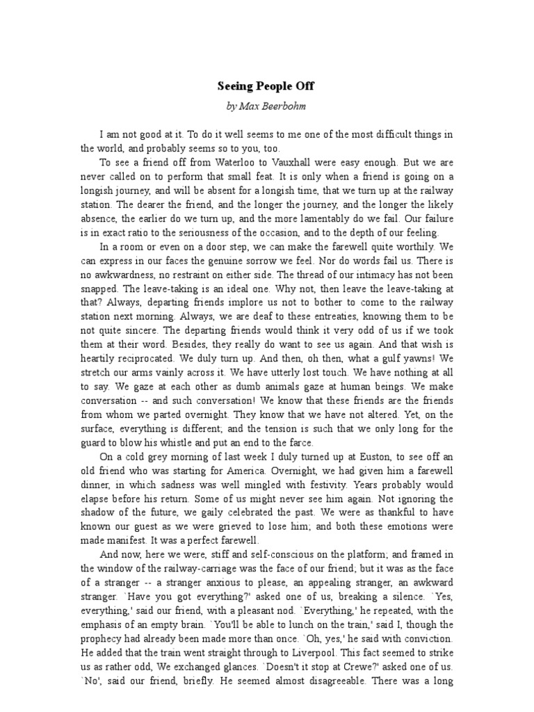 Seeing People Off by Max Beerbohm | PDF