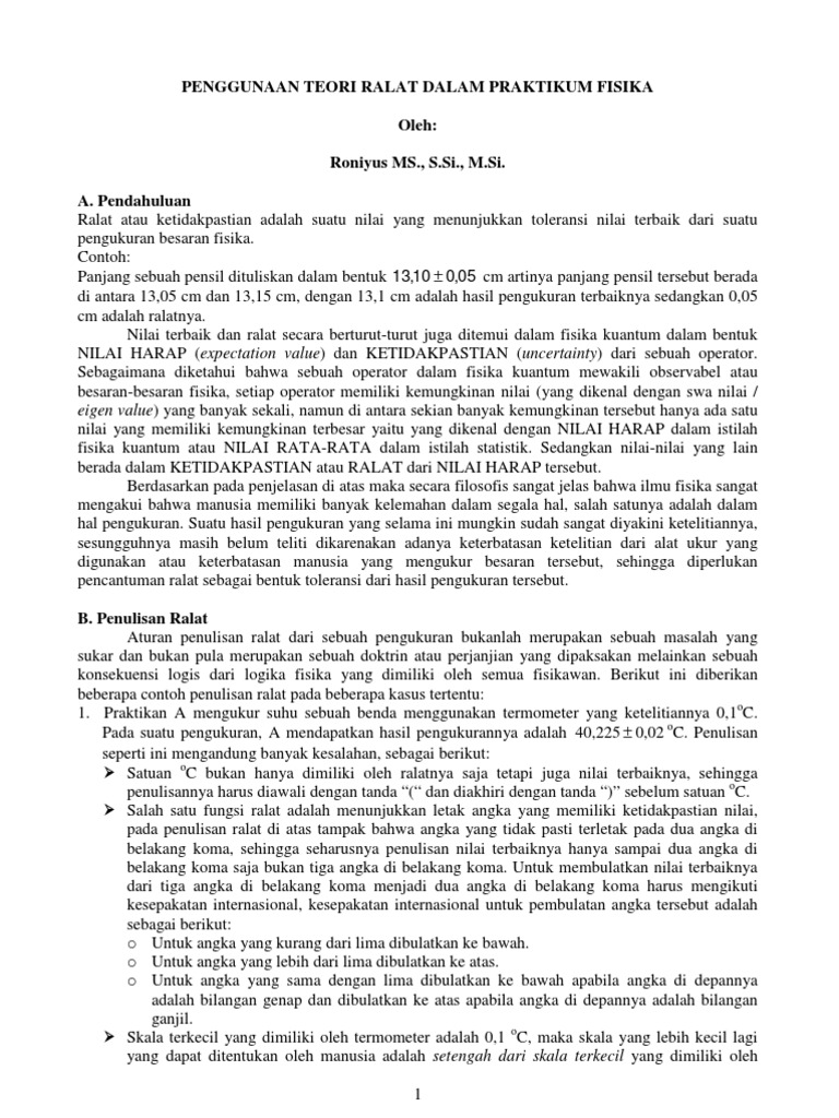 Teori Ralat Metode Grafik Dalam Praktikum Fisika | PDF