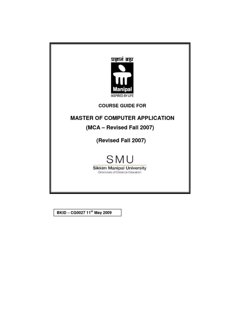 Master of Computer Applications (Revised - Fall 2007): A Comprehensive ...