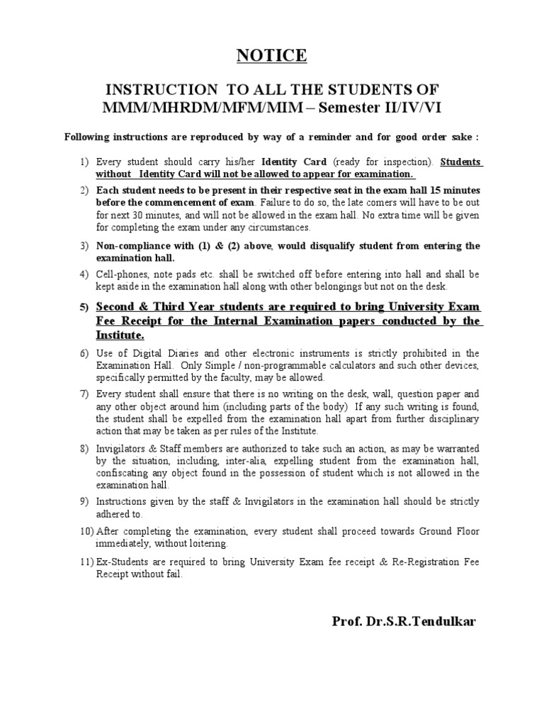 Exam - Instructions For Students | PDF