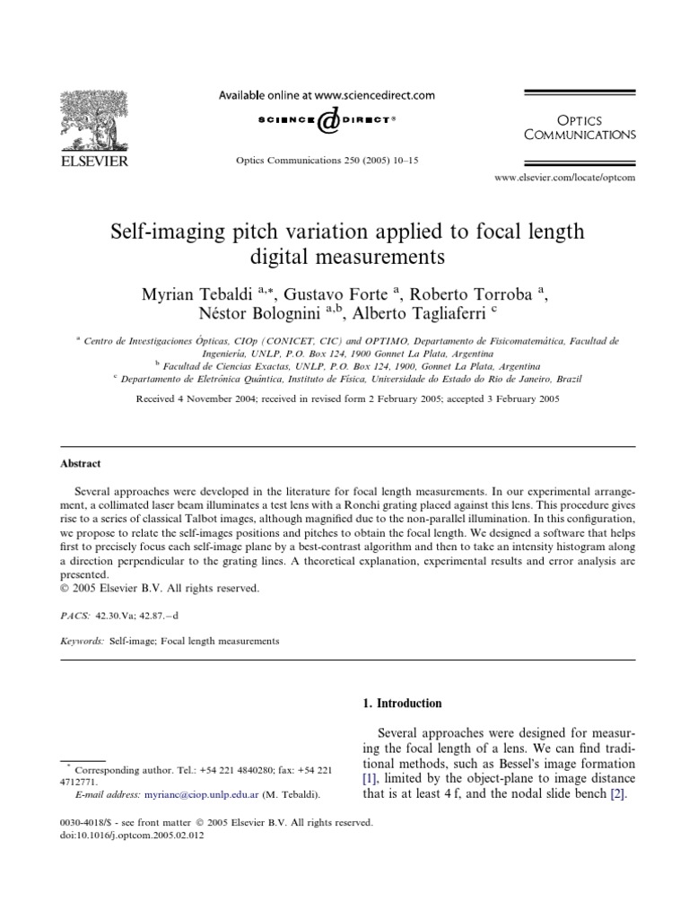 TALBOT Effect | PDF | Interferometry | Lens (Optics)