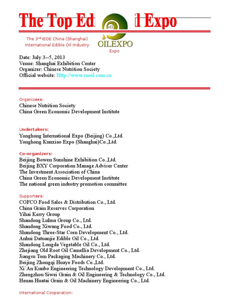 The 3rd IEOE China | PDF | Cooking Oil | Vegetable Oil