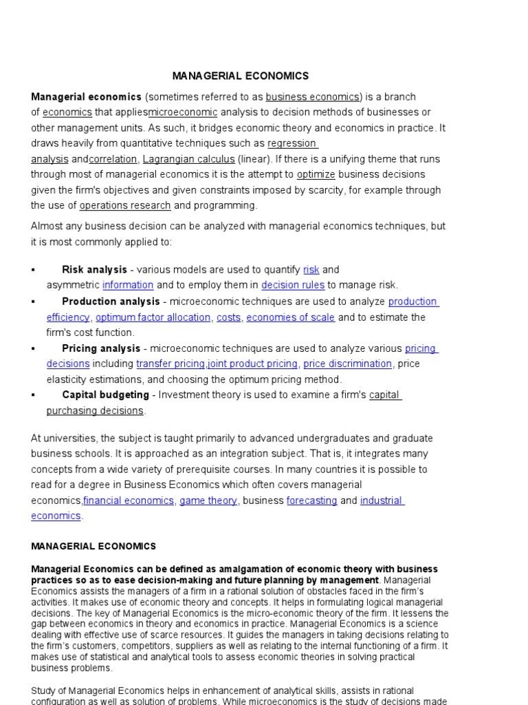 Managerial Economics | PDF | Demand | Economics