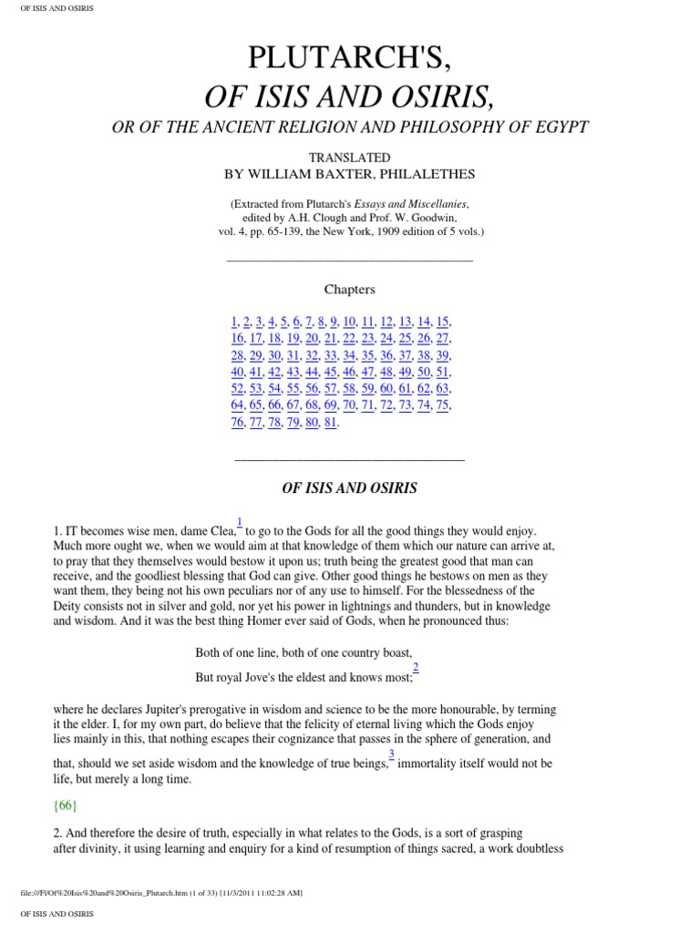 Of Isis and Osiris Plutarch | PDF | Osiris | Isis