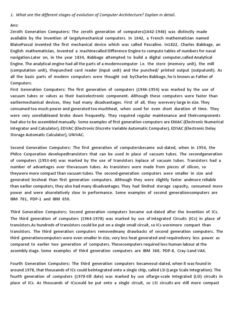 What Are The Different Stages of Evolution of Computer Architecture ...