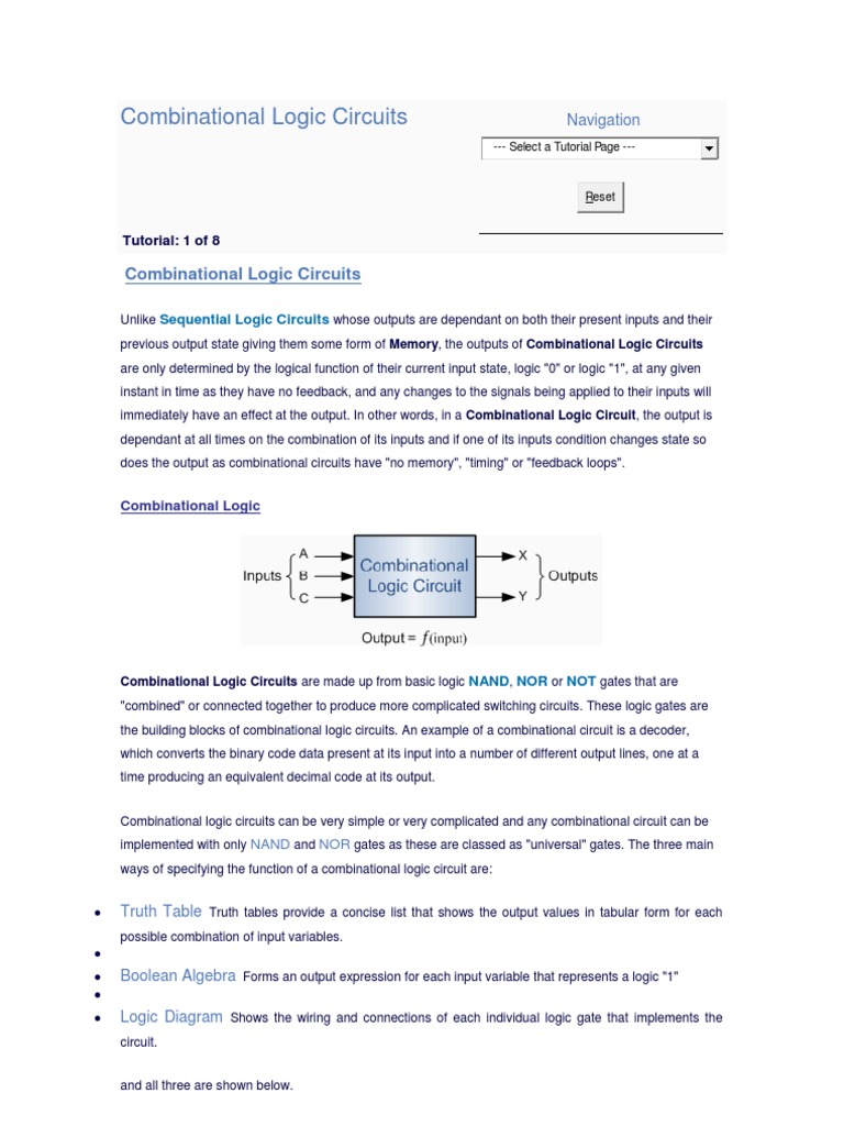 Combinational Logic Circuits | PDF | Logic Gate | Electronic Circuits