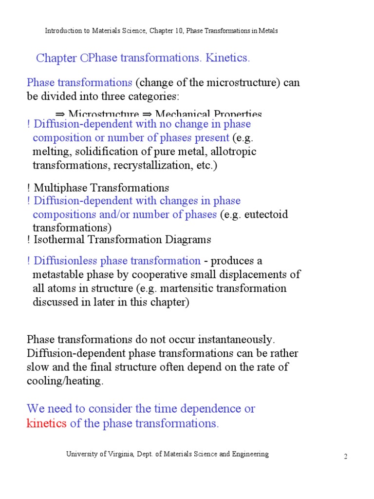 Chapter Outline: Phase Transformations. Kinetics | PDF | Materials Science | Physics