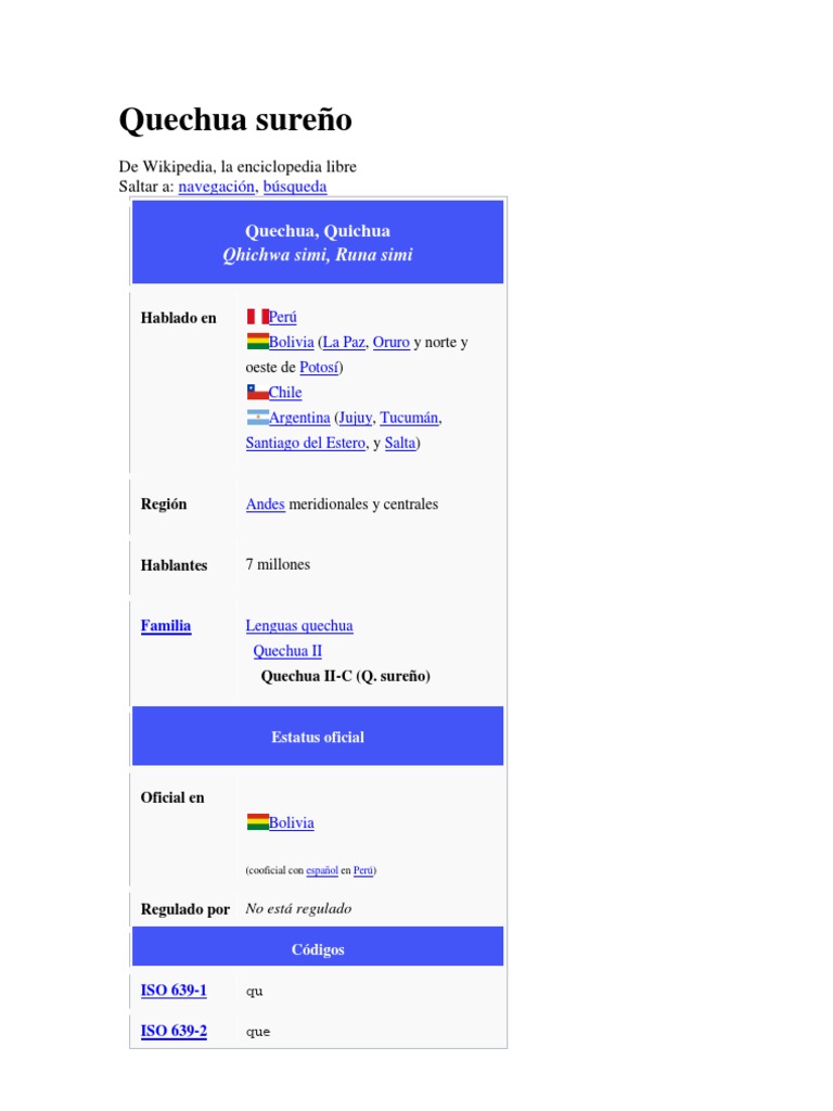 Quechua Sureño | PDF | Familias de idiomas | Los símbolos