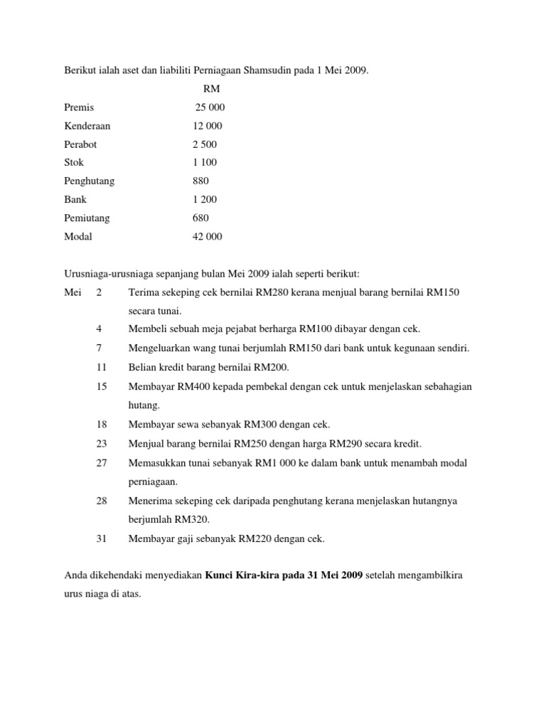 Latihan Persamaan Akaun | PDF