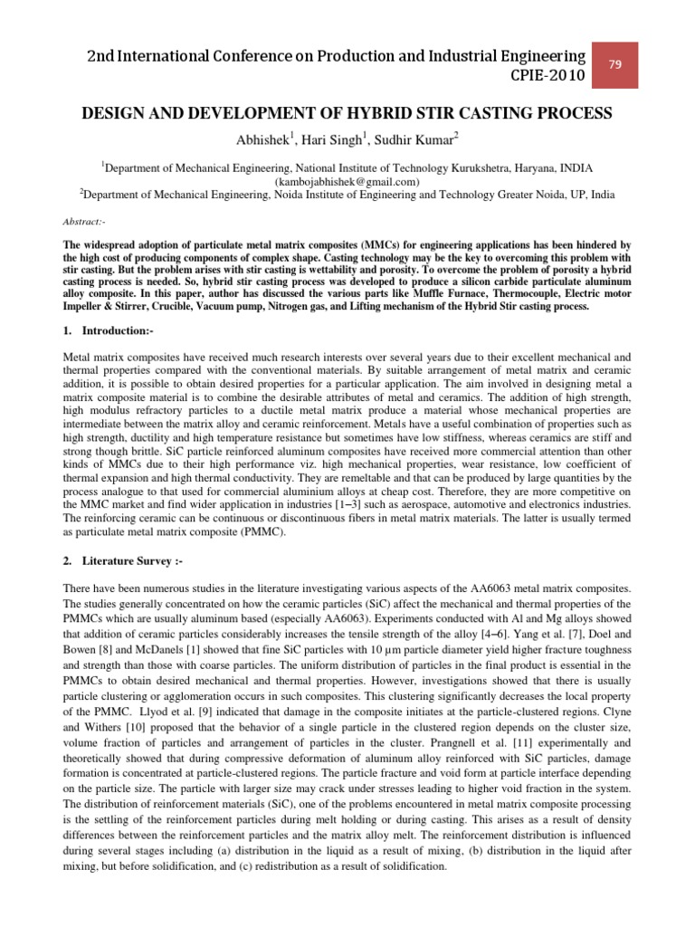 Design and Development of Hybrid Stir Casting Process | PDF | Casting ...