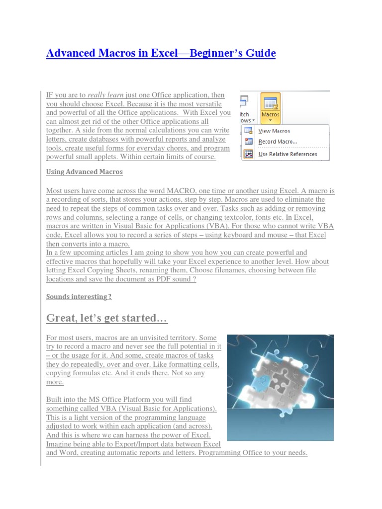 Advanced Macros in Excel-Beginner's Guide: Great, Let's Get Started ...