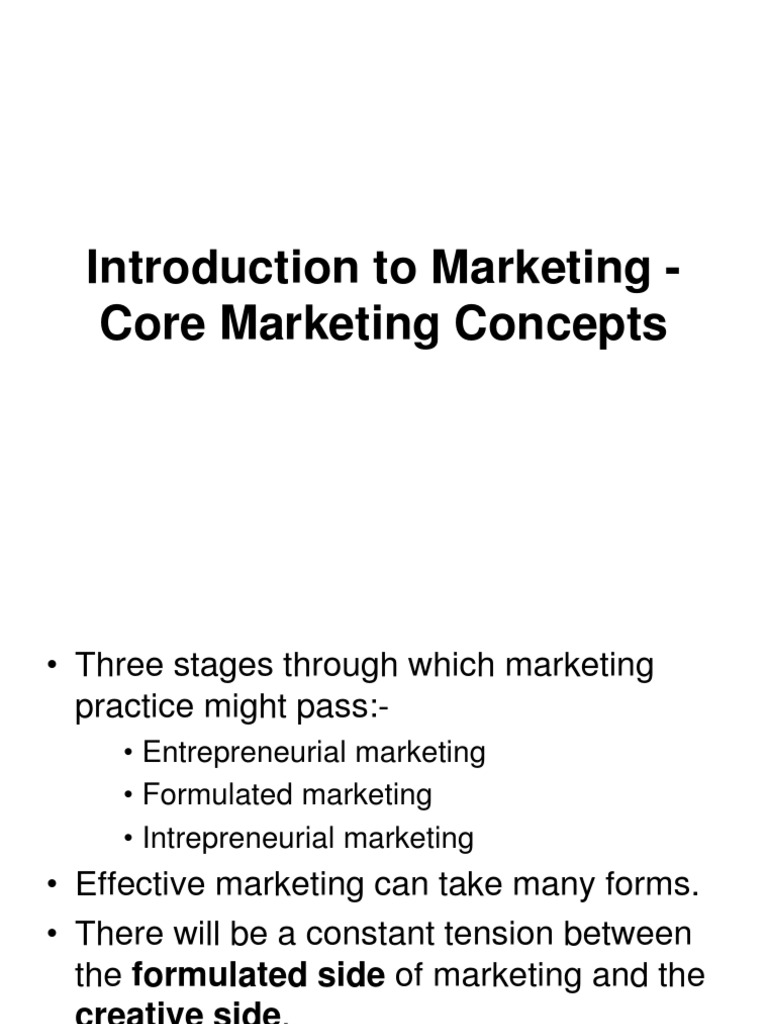 Introduction To Marketing - Core Marketing Concepts | PDF | Marketing ...