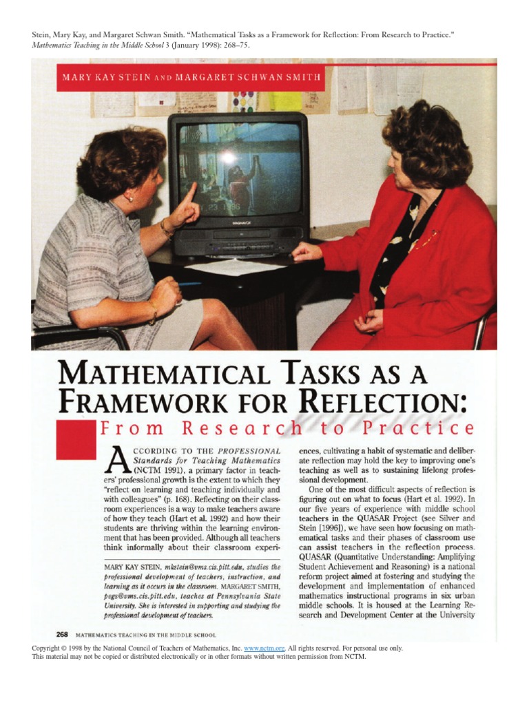 Math Tasks As Framework For Reflection | PDF