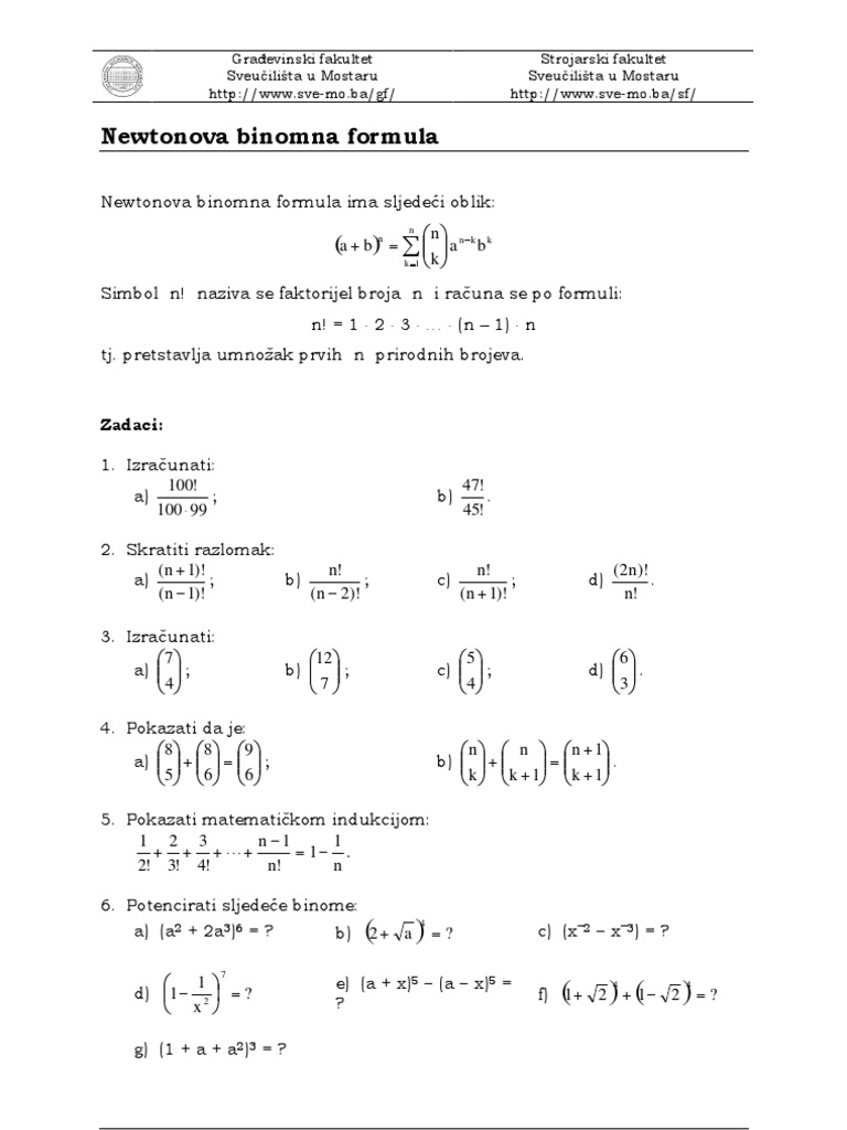 Binomna Formula | PDF