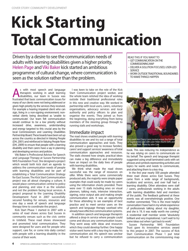 Kick Starting Total Communication | PDF | Disability | Caregiver