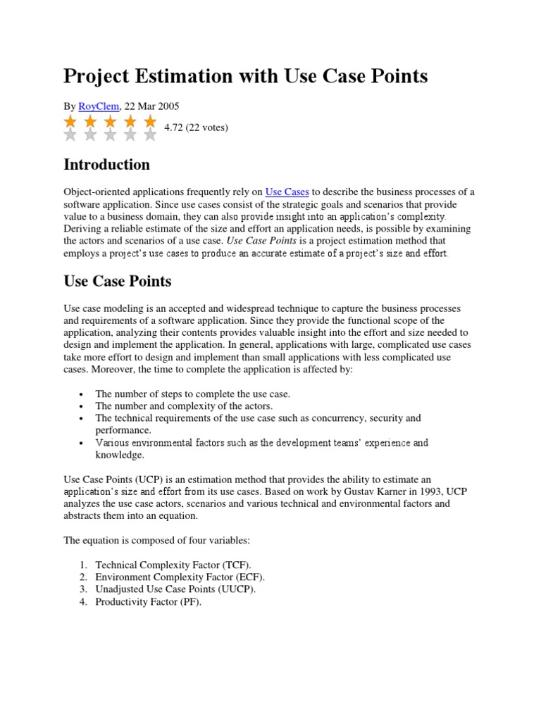 Project Estimation With Use Case Points | PDF | Systems Engineering ...