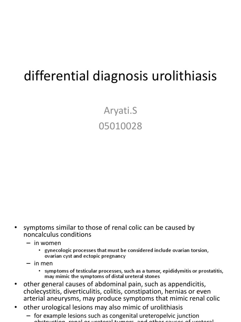 Differential Diagnosis of Urolithiasis | PDF | Urinary System ...