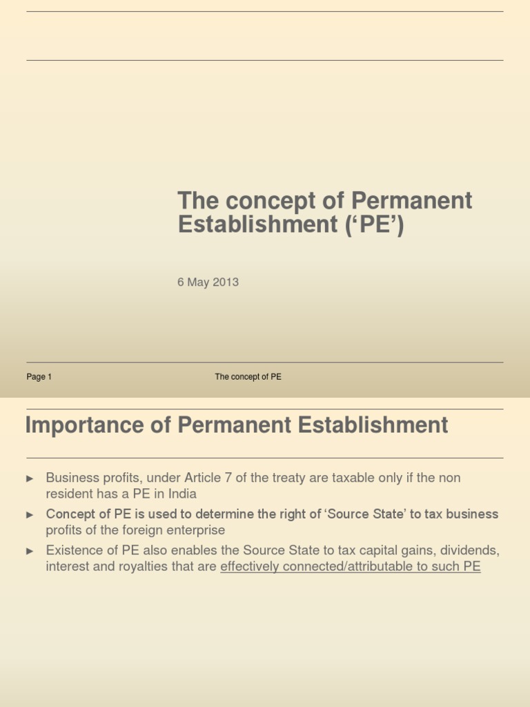 Understanding Permanent Establishment in India | PDF | Permanent ...