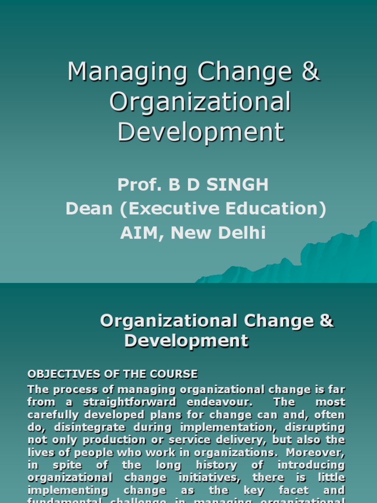 Managing Change & OD | PDF | Organization Development | Strategic ...