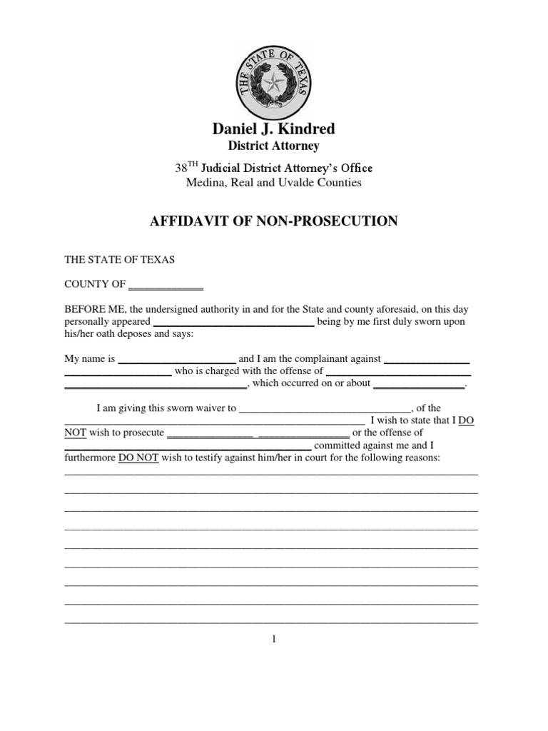 District Attorney Affidavit of Non-Prosecution | PDF