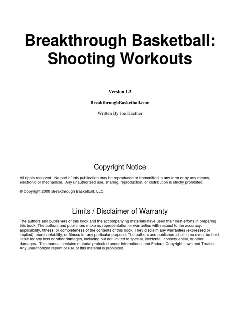 Shooting Workouts For Basketball | PDF | Team Sports | Ball Games