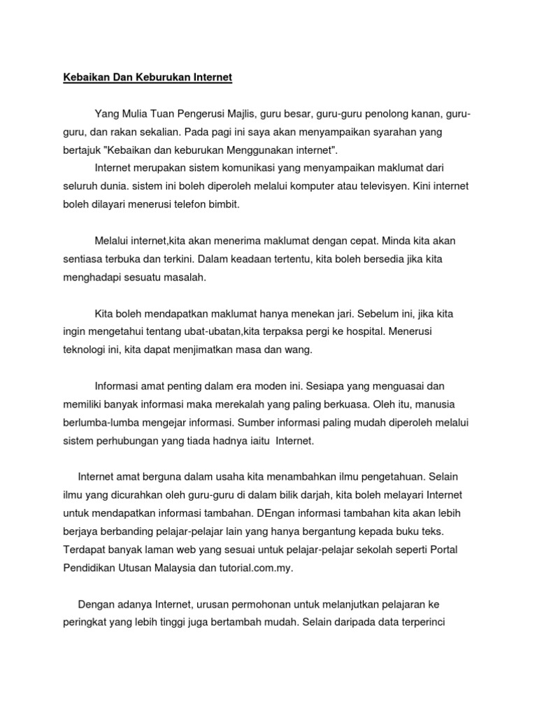 Kebaikan dan Keburukan Internet | PDF | Ilmu Sosial