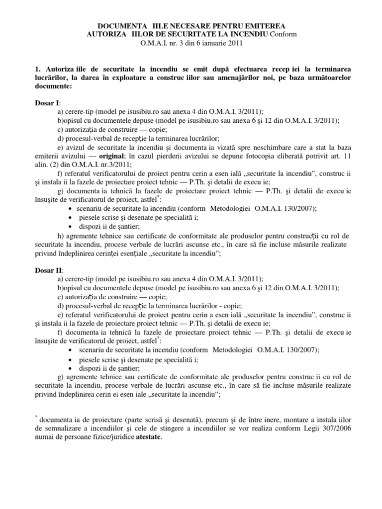 Documente Necesare Autorizatii de Securitate La Incendiu | PDF