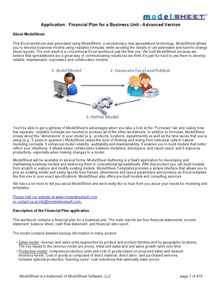Business Unit Financial Plan | PDF | Spreadsheet | Valuation (Finance)