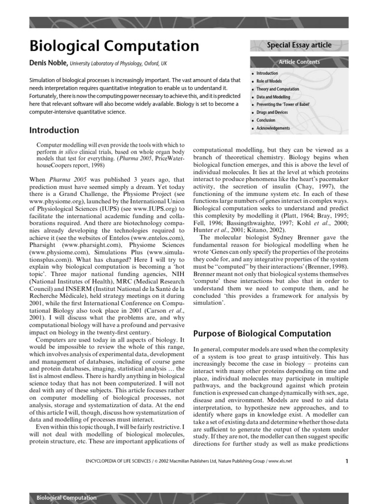 Biological Computation PDF | PDF | Mathematical And Theoretical Biology ...