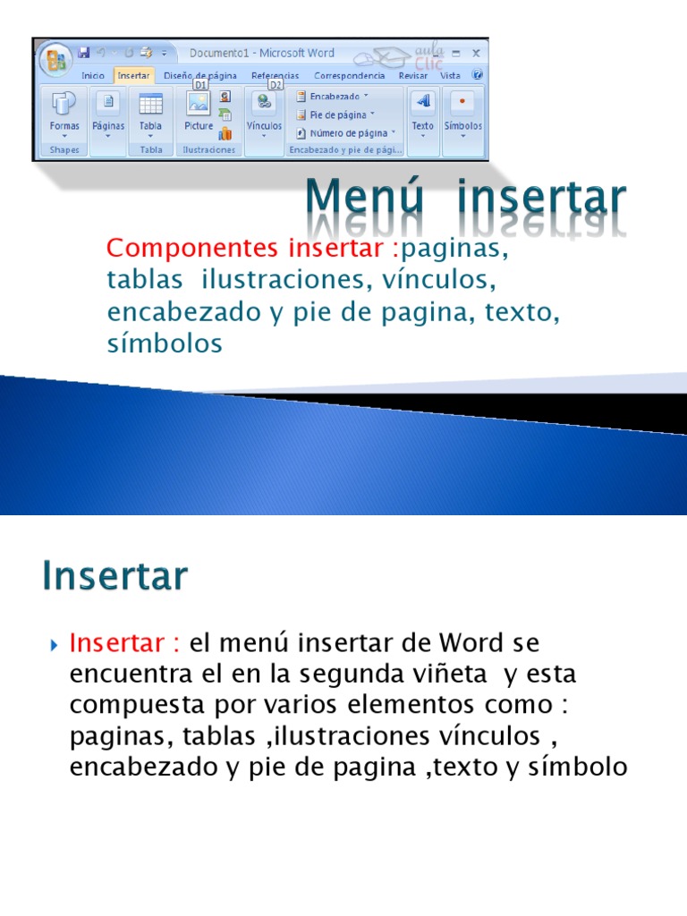 Menú Insertar | PDF
