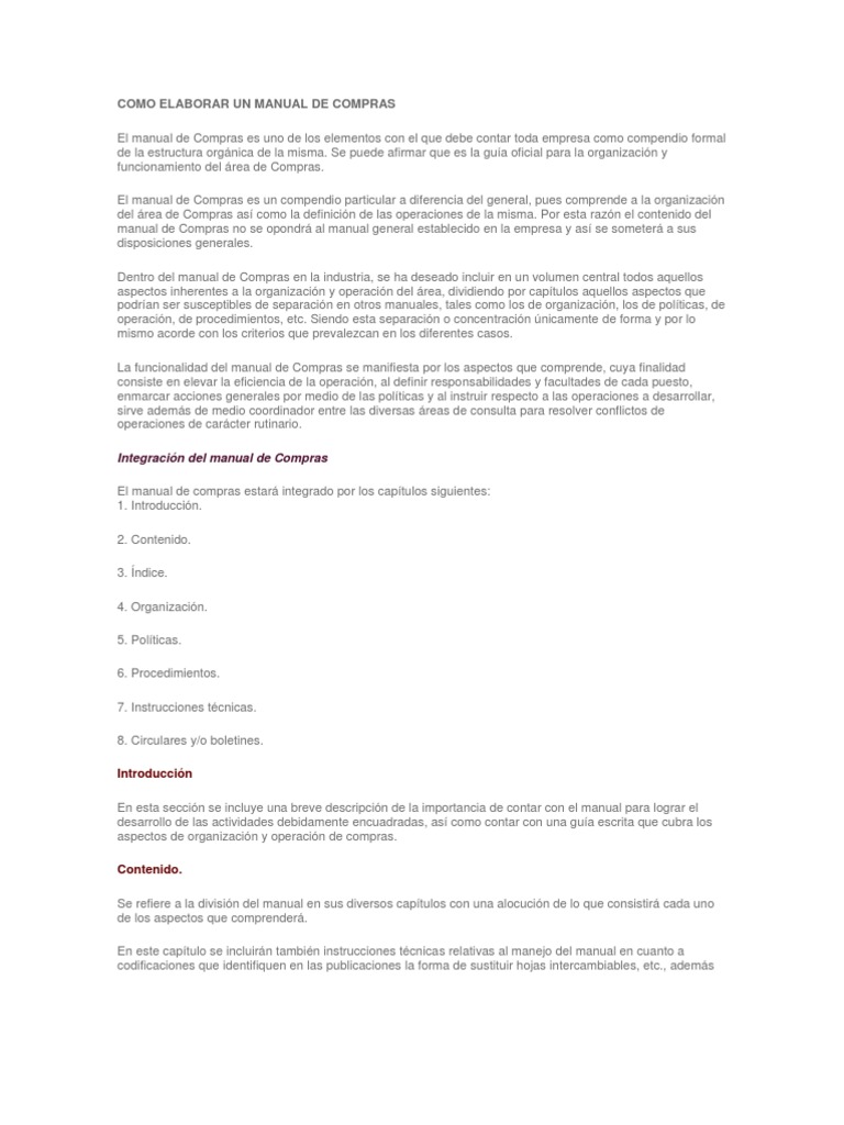 Como Elaborar Un Manual de Compras | PDF | Calidad (comercial) | Business