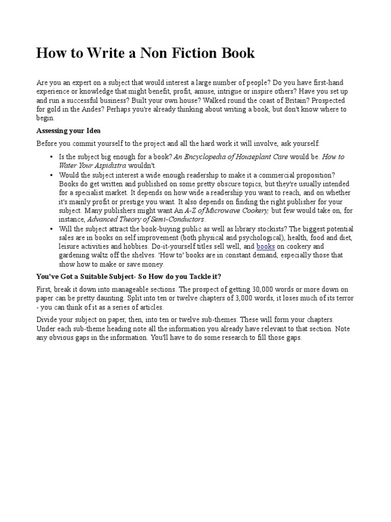 How To Write A Non Fiction Book | PDF | Books | Publishing