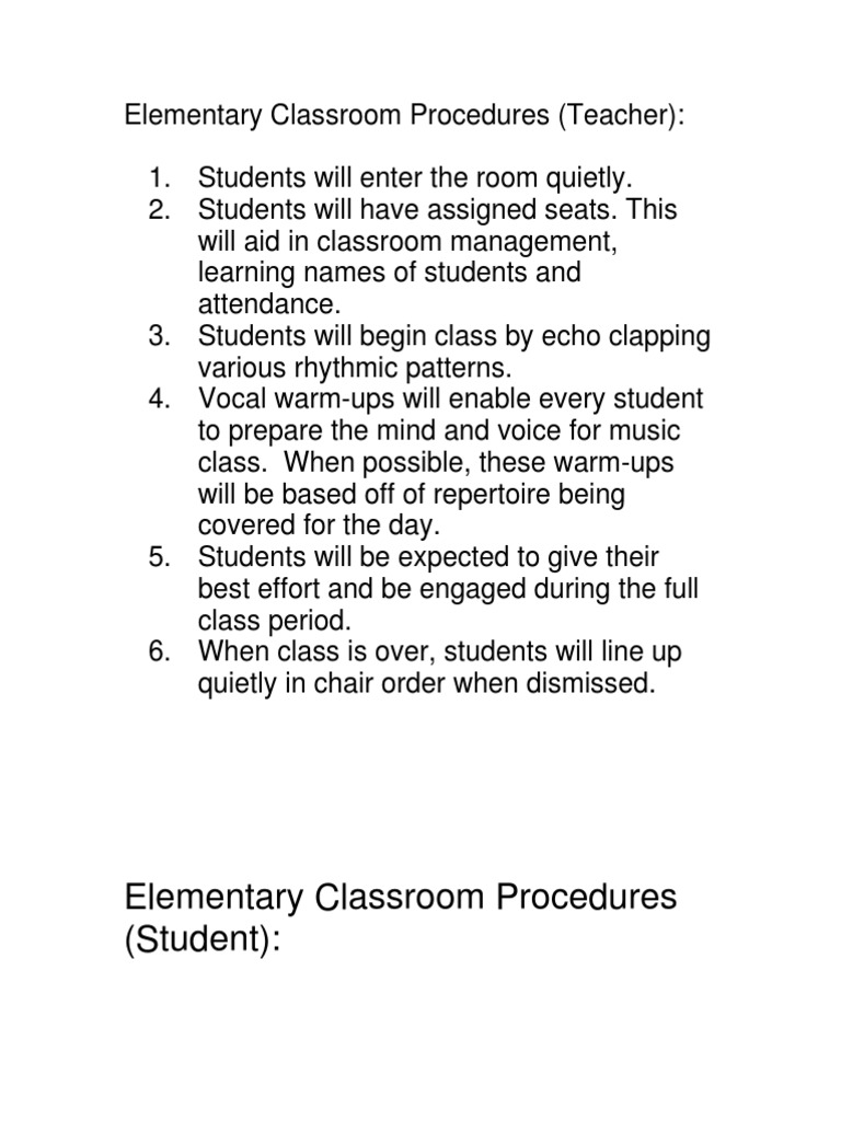 Elementary Classroom Procedures Guide | PDF