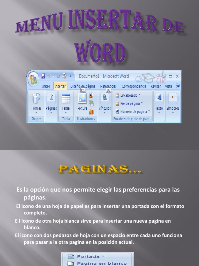 Menu Insertar de Word | PDF | Documento | Imagen