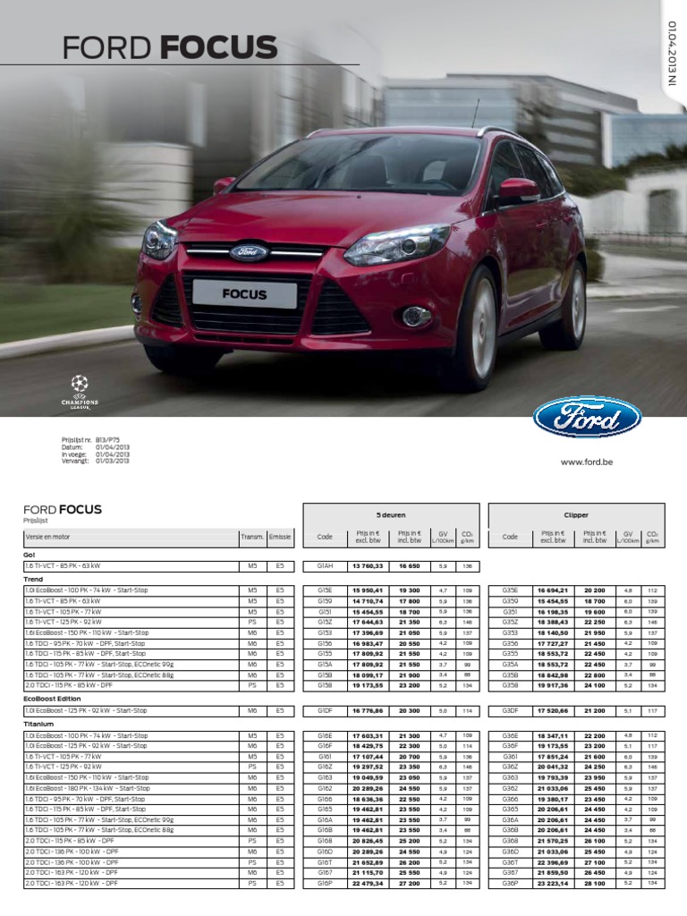 Prijslijst Ford FOCUS NL | PDF