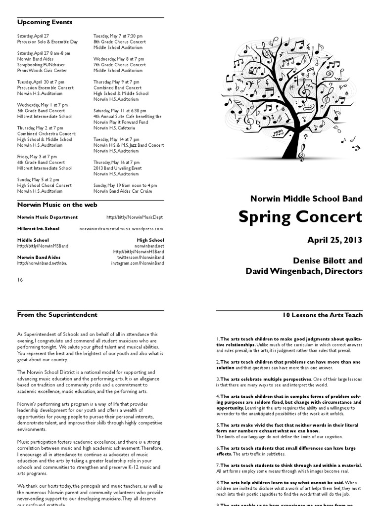 Norwin Middle School Concert Band Program April 2013 | PDF | Music ...